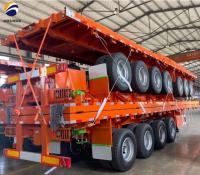 China 40FT Flatbed Trailer 3 Axle Container Truck with Double Tires 12400*2610*1550mm Steel for sale