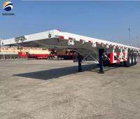 China 13ton*3 Axles Q345B Main Beam Cargo Flat Bed Container Flatbed Truck Semi Trailer for sale