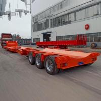 China Transport Heavy Duty Equipment with 100 Tons Hydraulic Ramp Lowbed Truck Semi Trailer for sale