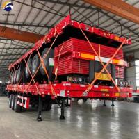 China 3 Axle 4 Axle 40-120tons Flat Bed 20ft 40ft 45ft 53ft Container Flatbed Truck Trailer for sale