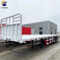 China Mechanical Suspension 3 Axles 40-100 tons 20ft 40ft 45ft 53ft Container Flatbed Truck Semi Trailer Flat Bed Trailer for sale