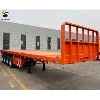 China Mechanical Suspension 3 Axles 40-100 tons 20ft 40ft 45ft 53ft Container Flatbed Truck Semi Trailer Flat Bed Trailer for sale