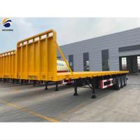 China Mechanical Suspension 3 Axles 40-100 tons 20ft 40ft 45ft 53ft Container Flatbed Truck Semi Trailer Flat Bed Trailer for sale