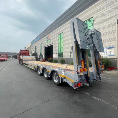 China Air Suspension 3 Axles 40-80ton Steel LowBed Semi Trailer for Excavators and Dozers for sale