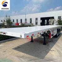 China 3 Axle Flatbed Semi Trailer for 20ft or 40ft Container Transport Rim 9.0-22.5 for sale