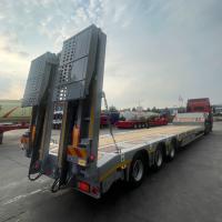 China Air Suspension 3 Axles 40-80ton Steel LowBed Semi Trailer for Excavators and Dozers for sale