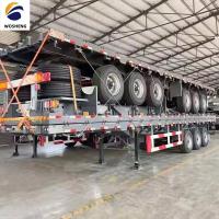 China 3 Axle Flatbed Semi Trailer for 20ft or 40ft Container Transport Rim 9.0-22.5 for sale