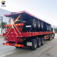 China 3 Axle Flatbed Semi Trailer for 20ft or 40ft Container Transport Rim 9.0-22.5 for sale