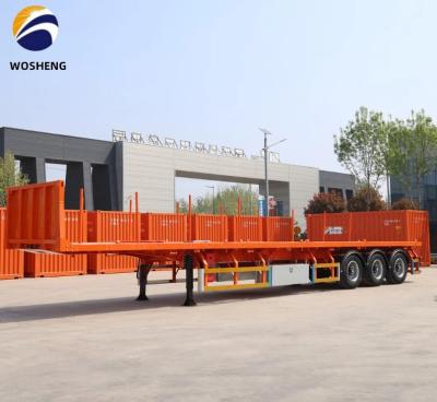 China 3 Axle Flatbed Truck Trailer The Best Choice for Transporting 20ft and 40ft Containers for sale