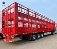 China 3 Axles High Fence Semi Trailer For Transporting Cattle Cow With Rim 8.5-20 And Durable for sale