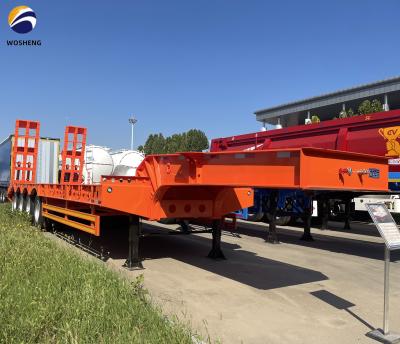 China Lowbed Semi Trailer 60-100 Ton 4 Axle for Heavy Duty Truck and Trailer Transportation for sale