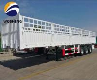 China 12.4m Length 50T 3 Axle Side Plate Side Fence Semi Trailer with Mechanical Suspension for sale