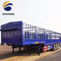 China 12.4m Length 50T 3 Axle Side Plate Side Fence Semi Trailer with Mechanical Suspension for sale