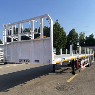China 12500x2500x1600-3100mm  3-4 Axles Fuwa Axle Flatbed Semi Trailer Suitable for Container for sale