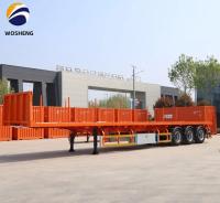 China Q345b Main Beam 3 Axle Flat Bed Truck Semi Trailer Suitable for 20 40 Feet Containers for sale