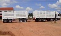 China 3 Axle Drawbar Towing Dolly Full Truck Trailer With Fence Stake Customer's Request for sale