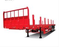 China Q345b Main Beam 3 Axles 20ft 40ft Container Transportation 60-100Tons Flat Bed Flatbed Truck Semi Trailer for sale