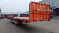 China Tire Specs. Triangle 3 Axle Steel Flatbed Semi-Trailer for 20-40 Feet Containers for sale