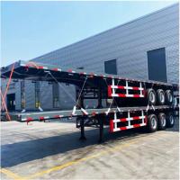 China Tire Specs. Triangle 3 Axle Steel Flatbed Semi-Trailer for 20-40 Feet Containers for sale