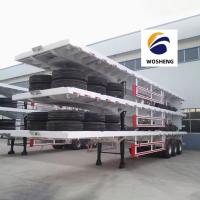 China Tire Specs. Triangle 3 Axle Steel Flatbed Semi-Trailer for 20-40 Feet Containers for sale