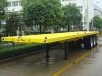 China Q345b Main Beam 3 Axles 20ft 40ft Container Transportation 60-100Tons Flat Bed Flatbed Truck Semi Trailer for sale