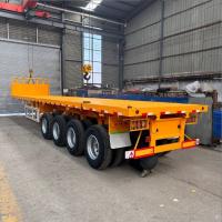 China Q345b Main Beam 3 Axles 20ft 40ft Container Transportation 60-100Tons Flat Bed Flatbed Truck Semi Trailer for sale