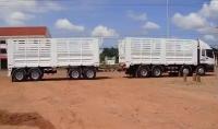China 40-100 Tons Steel Material Draw Bar Fence Full Trailer with Mechanical Suspension System for sale