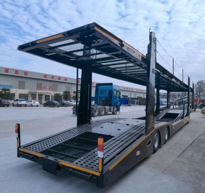 China Effortlessly Transport Cars with Wosheng 2 Axles Car Carrier Trailer and 4 pcs Rims for sale
