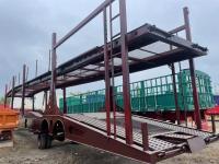 China Effortlessly Transport Cars with Wosheng 2 Axles Car Carrier Trailer and 4 pcs Rims for sale