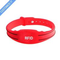 China Waterproof IP68 RFID Silicone Wristband Adjustable Custom Striped Decoration for sale