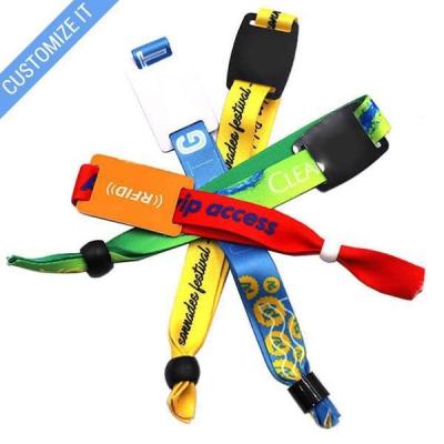 China Mifare Fabric Custom Made Wristbands Music Festival 13.56 Mhz RFID Bracelet for sale