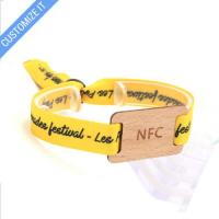 China IP68 Waterproof RFID Fabric Wristband With Eco Friendly Wood Tag For Events for sale