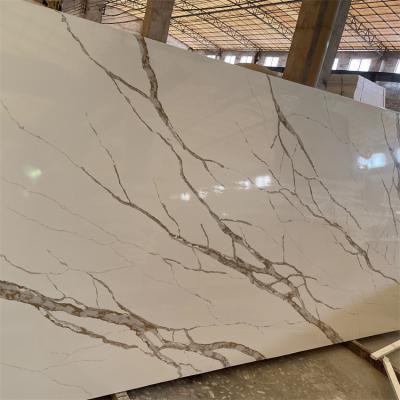 China 12mm 15mm 20mm Quartz Stone Slab Quartz Calacatta Gold Slab Artificial Quartz Stone for sale