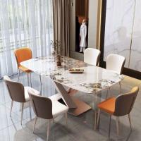 China Customized Modern Luxury Dining Table Set With Sintered Stone Table Top for sale