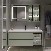 China OEM Melamine Door Finish Bathroom Vanity Cabinet Vanity Unit With Basin for sale