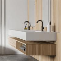 China OEM Melamine Door Finish Bathroom Vanity Cabinet Vanity Unit With Basin for sale