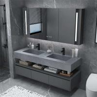 China Raised Panel Plywood Vanity Bathroom Cabinet With Quartz Stone Vanity Top for sale