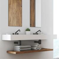 China Raised Panel Plywood Vanity Bathroom Cabinet With Quartz Stone Vanity Top for sale