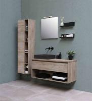 China Sintered Stone Countertop Mirrored Bathroom Vanity Wood Bathroom Cabinet SGS for sale