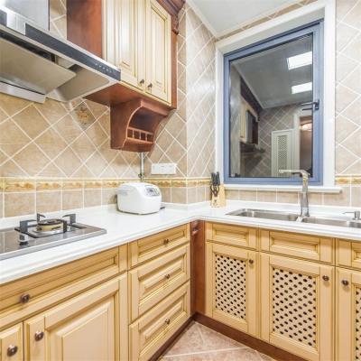 China Luxury Wooden Quartz Stone Kitchen Countertop Cabinet Set OEM ODM Customized for sale