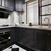 China Particle Board Solid Wood Kitchen Countertop Cabinet Customized Size for sale