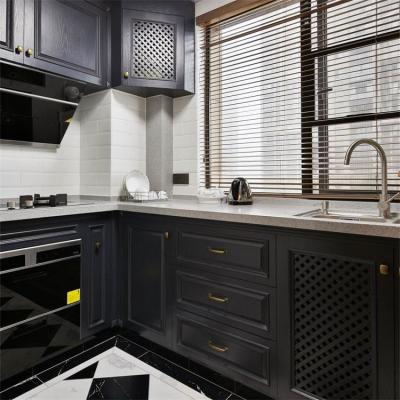 China Particle Board Solid Wood Kitchen Countertop Cabinet Customized Size for sale