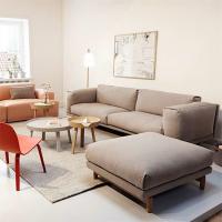 China Solid Wood Plywood Brown Leather Sectional Couch OEM ODM for sale