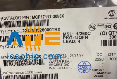 China Microchip MCP1711T-30I/5X LDO Regulator IC UQFN 3.1V-5.5V Supply for sale