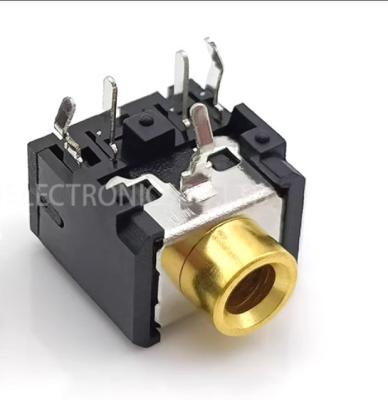 China PJ-306 3.5mm Metal Copper Headphone Audio Jack DIP 5 Pin Stereo Socket DC12V 1A for sale