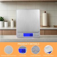 China Digital Kitchen Scale 3kg 0.1g Stainless Steel LCD Electronic Food Scale with 500g 0.01g Precision for sale