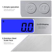 China Digital Kitchen Scale 3kg 0.1g Stainless Steel LCD Electronic Food Scale with 500g 0.01g Precision for sale