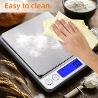 China Digital Kitchen Scale 3kg 0.1g Stainless Steel LCD Electronic Food Scale with 500g 0.01g Precision for sale