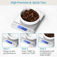 China Digital Kitchen Scale 3kg 0.1g Stainless Steel LCD Electronic Food Scale with 500g 0.01g Precision for sale