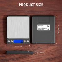 China Digital Kitchen Scale 3kg 0.1g Stainless Steel LCD Electronic Food Scale with 500g 0.01g Precision for sale